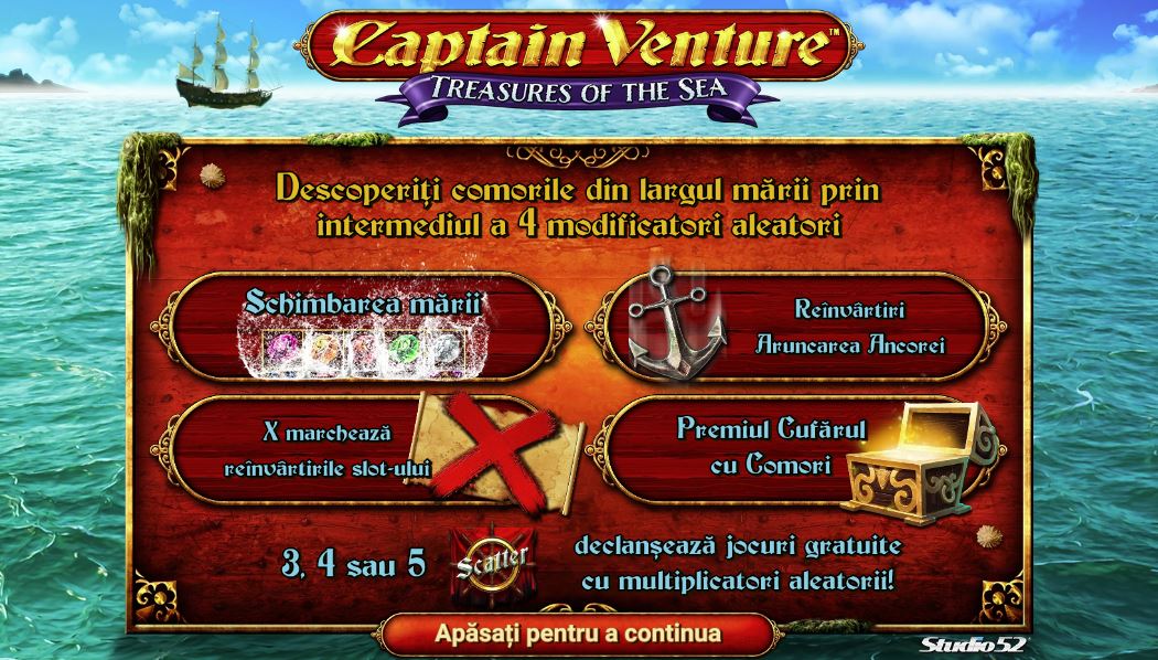 Captain Venture Treasures of the Sea slot cu pirați